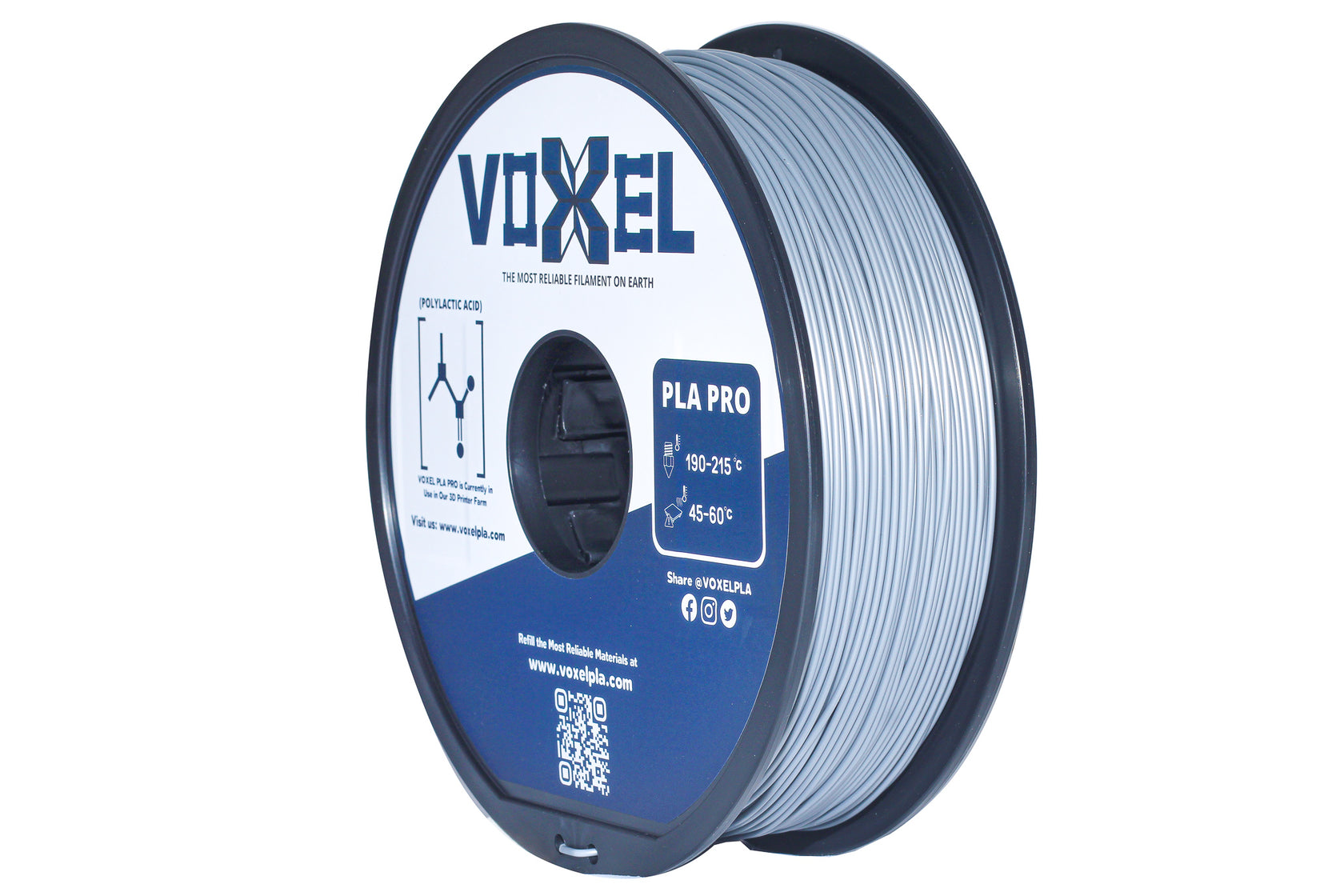 VOXELPLA PLA Plus Silver Filament - $16.99 1.75mm for FDM 3D Printer