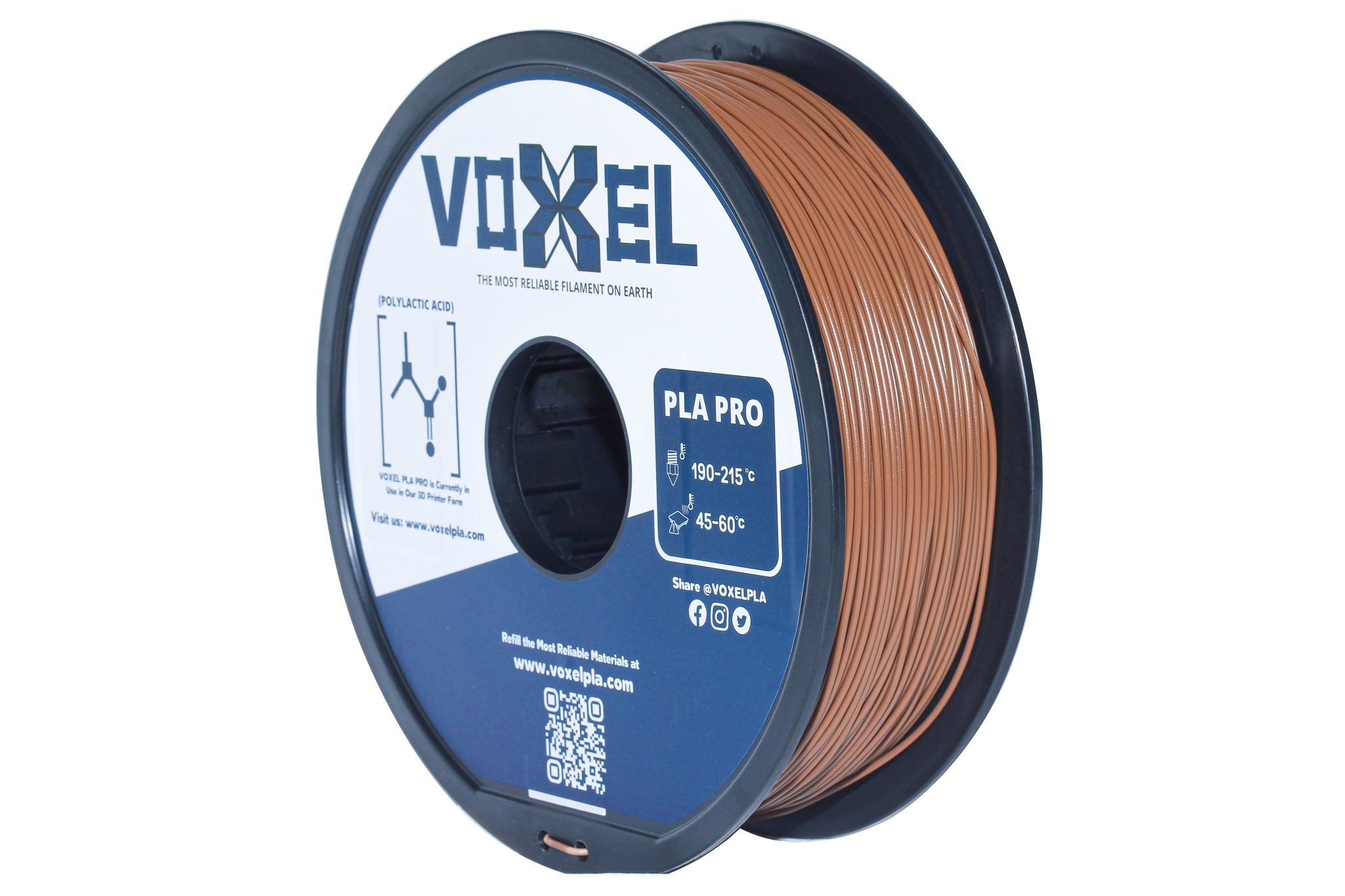 VOXELPLA PLA Plus Brown Filament - $16.99 1.75mm for FDM 3D Printer