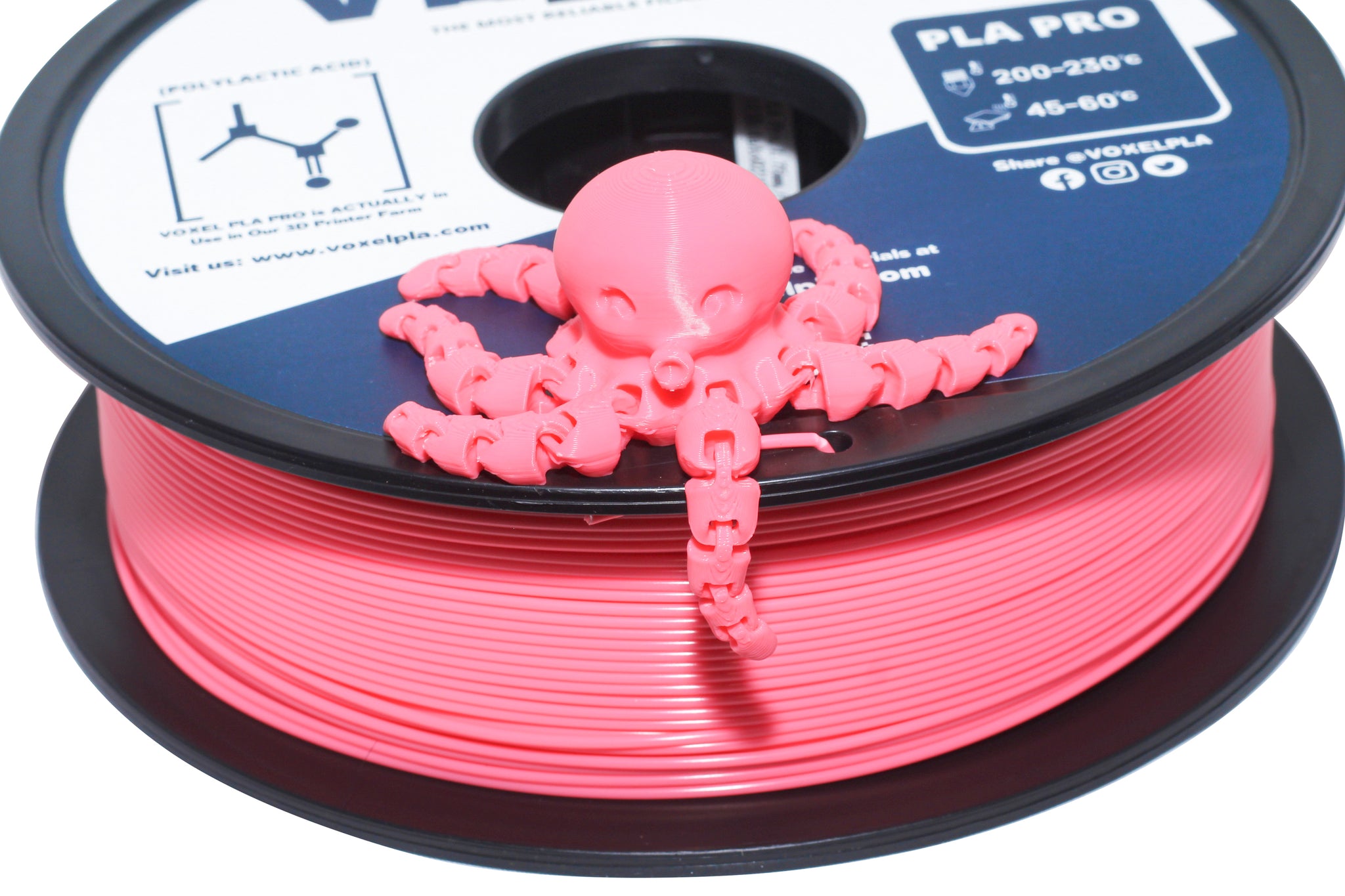 VOXELPLA PLA Plus Pink Filament - $16.99 1.75mm for FDM 3D Printer